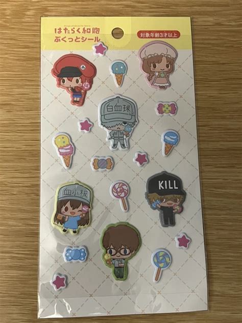 Hataraku Saibou Cells At Work X Sanrio Sticker Set Japan White Red