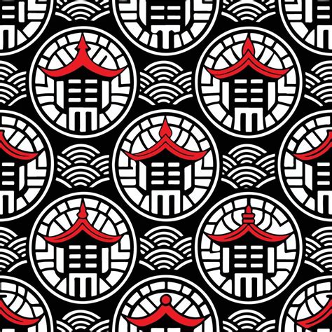 Japanese Pattern Seamless Background Black And White 47002266 Vector