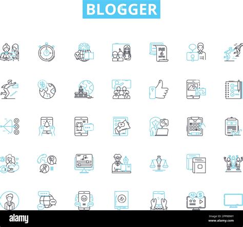Blogger Linear Icons Set Writing Blogging Content Platform