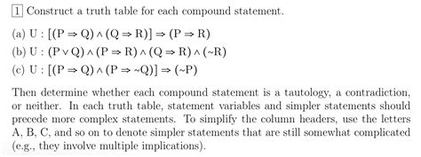 Solved Construct A Truth Table For Each Compound Chegg
