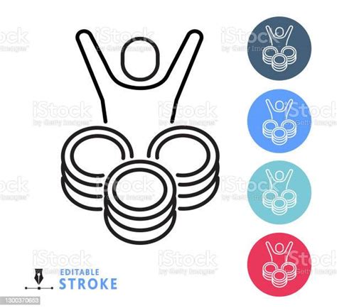 어워드 트로피 와 우승 돈 테마 얇은 라인 아이콘 세트 편집 스트로크 1에 대한 스톡 벡터 아트 및 기타 이미지 1 1위