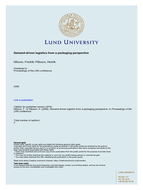 Demand Driven Logistics From A Pacaging Perspective Pdf Logistics