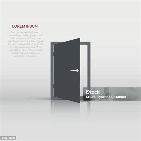 플랫 스타일의 벡터 문 아이콘입니다 출구 표지판 그림 픽토그램 열린 문 사업 개념 가까이 옴에 대한 스톡 벡터 아트 및 기타 이미지 가까이 옴 가정의 방 건축