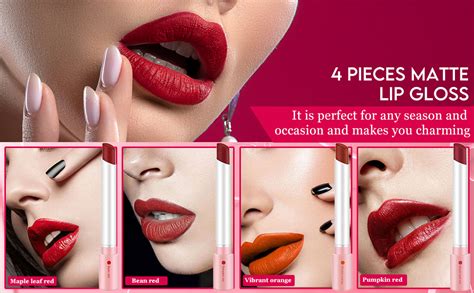 4 Pcs Rouge à Lèvres Set Rouge À Lèvres Mat Mat Velours Imperméable Longue Durée Maquillage Pour