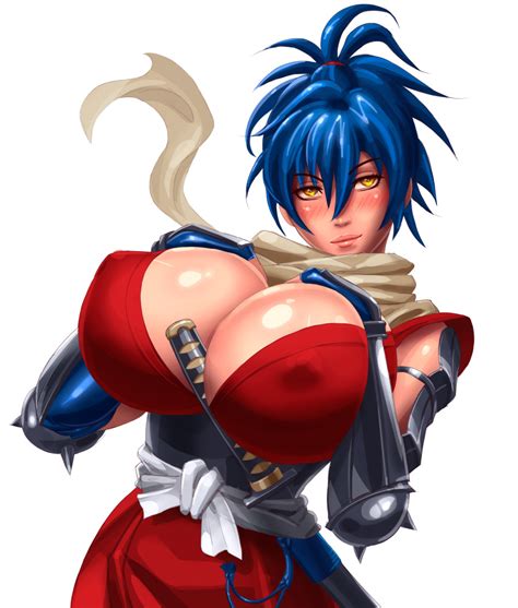 Rule 34 Blue Hair Blush Breast Suppress Breasts Covered Erect Nipples Female Female Focus