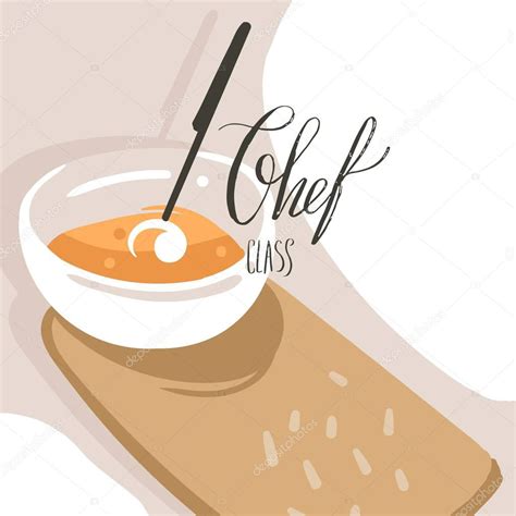 Hand Drawn Vector Abstract Modern Cartoon Cooking Class Illustrations