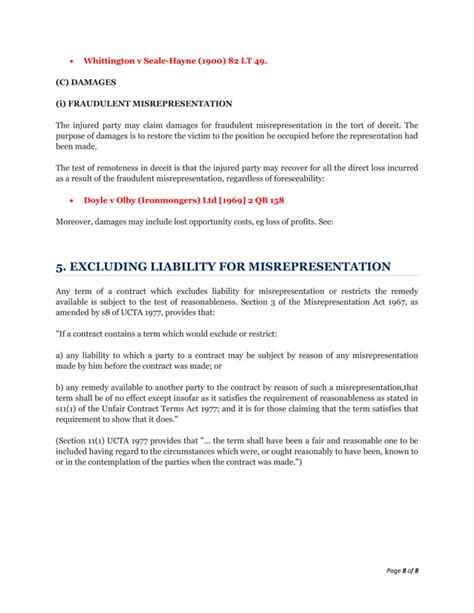 Lecture 11 Misrepresentation Notes Docx Law