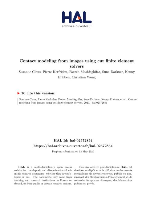 pdf contact modeling from images using cut finite element solvers