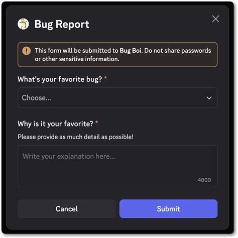 Using Modal Components Documentation Discord