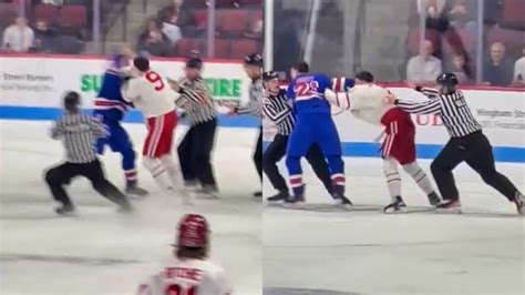 Rare College Hockey Fight Breaks Out As Superstar Nhl Draft Pick Drops