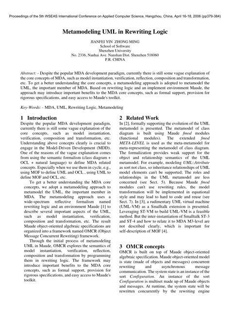 Pdf Metamodeling Uml In Rewriting Logic