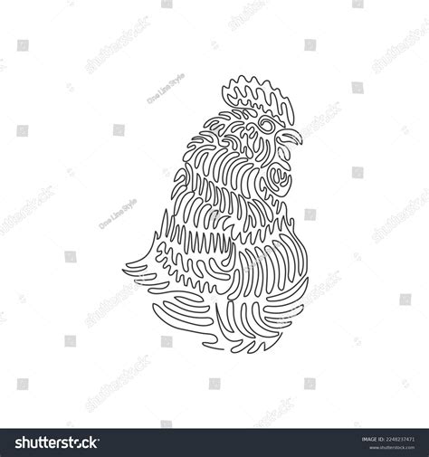 Single Curly One Line Drawing Cute Stock Vector Royalty Free