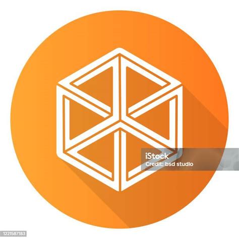 착시 퍼즐 노란색 오렌지 플랫 디자인 긴 그림자 문일 부 아이콘입니다 역설 정신 운동 도전 독창성 지능 테스트 비주얼 수수께끼 벡터 실루엣 일러스트레이션 개념에 대한 스톡