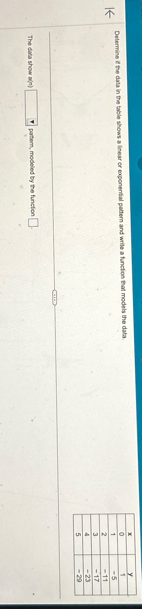 Solved Determine If The Data In The Table Shows A Linear Or