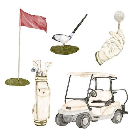 골프 액세서리 골프 카트 플래그 프리미엄 벡터