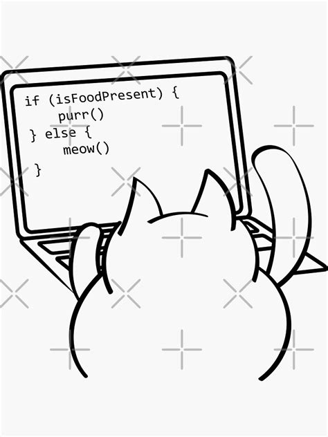 Programmer Cat Code Black Sticker For Sale By Igalk Redbubble