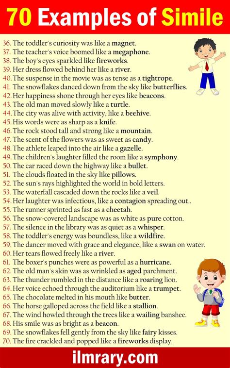70 Example Sentences Of Simile In English English Vocabulary Words