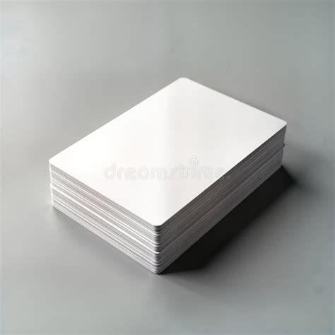 Blank White Playing Cards Lie In Neat Stack On Grey Surface Empty Card