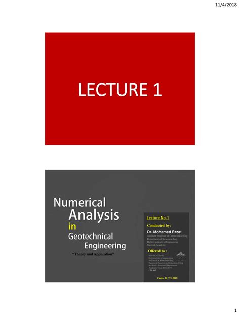 Pdf Lectures Notes Numerical Analysis In Geotechnical Engineering