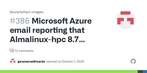 microsoft azure email reporting that almalinux hpc 8 7 image is to be