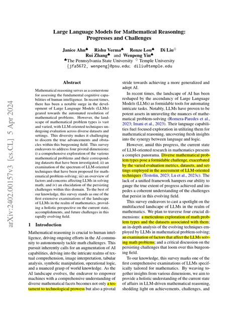 Large Language Models For Mathematical Reasoning Progresses And