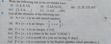 4 Write The Following Sets In The Set Builder Formi 36912 Ii