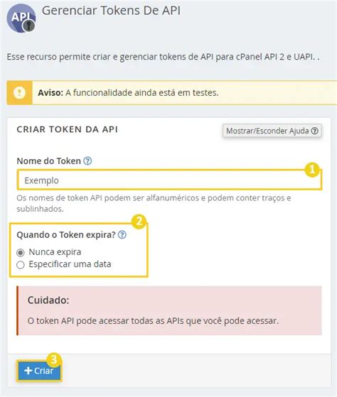 Como Criar Um API Token No CPanel