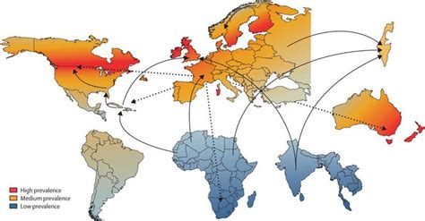 2 Geography Of Multiple Sclerosis The World Map Is Represented To