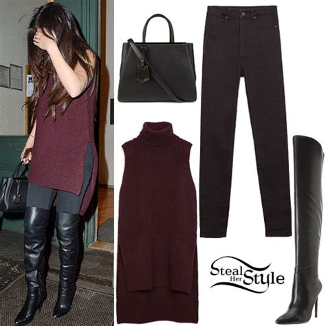 Selena Gomez Turtleneck Vest Black Jeans Steal Her Style