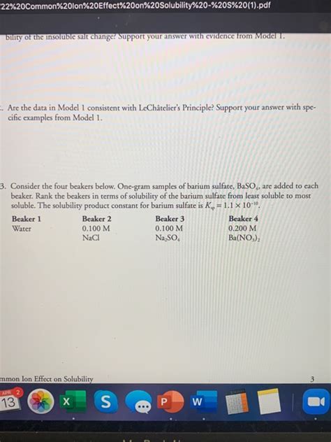 Solved Pogil Common Ion Effect On Solubility Extension Questions