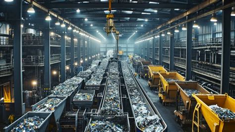 Piles Of Trash Inside A Waste Processing Building Stock Illustration