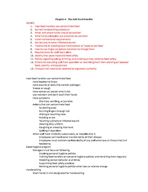 Chapter 4 The Safe Food Handler Chapter 4 The Safe Food Handler