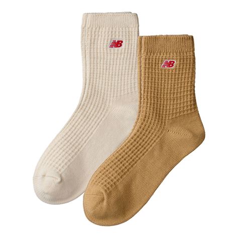 New Balance Waffle Cotton Knit Ankle Socks 2 Pack In Brownbeige Endource