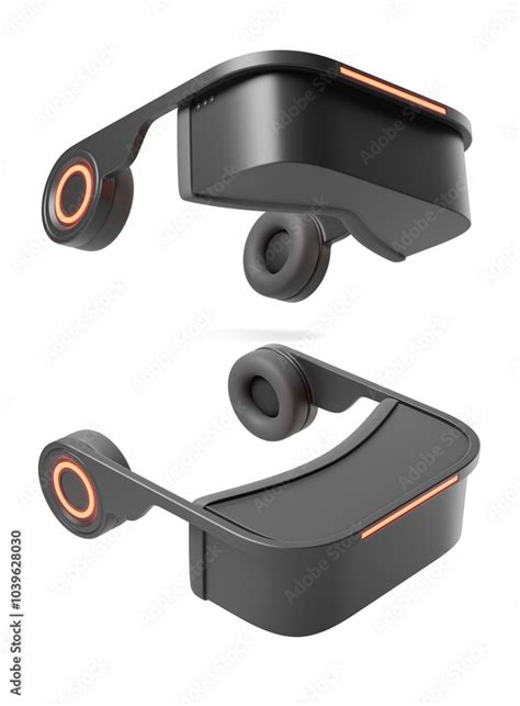 Black Smart Headset With Orange Accents Shown From Two Angles On A Clean White Background
