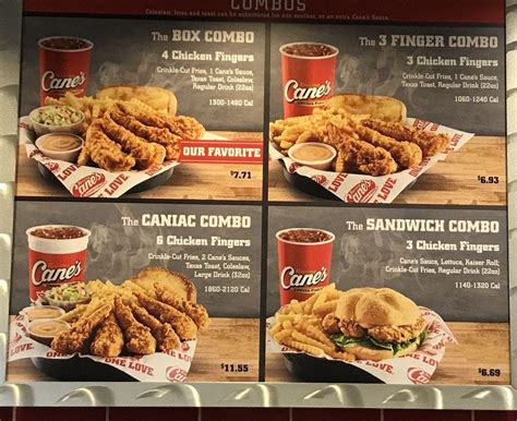 Menu At Raising Canes Chicken Fingers Fast Food Dallas Greenville Ave