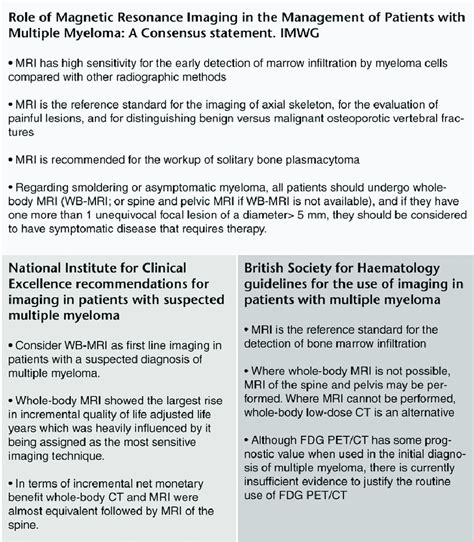Image Shows Current Guidelines On Imaging From International Myeloma