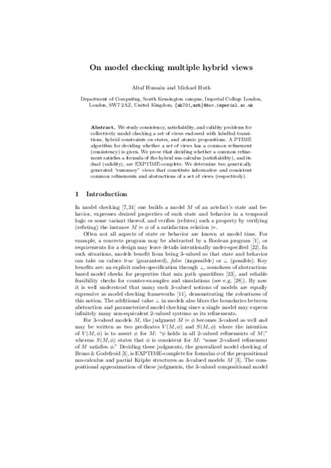 Pdf On Model Checking Multiple Hybrid Views
