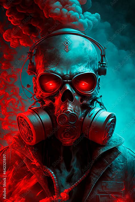 Doomsday Last Day On Earth Nuclear Explosion A Skull Wearing A Gas Mask And Goggles