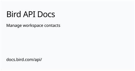 manage workspace contacts bird api docs