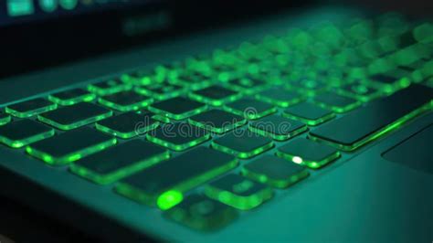 Glowing Green Backlit Keyboard Close Up With Modern Design Stock Illustration Illustration Of