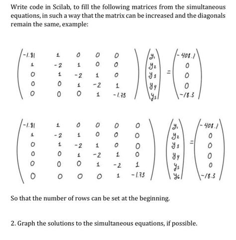 write code in scilab to fill the following matrices