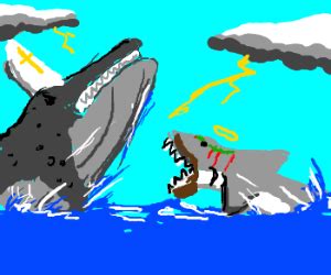Jesus Shark Versus Pope Whale Drawception