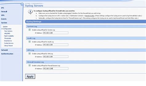 Configure 3Com Firewalls Forward Syslog Firewall Analyzer