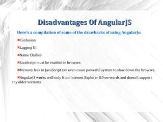 AngularJS What Why Advantages And Disadvantages PPT
