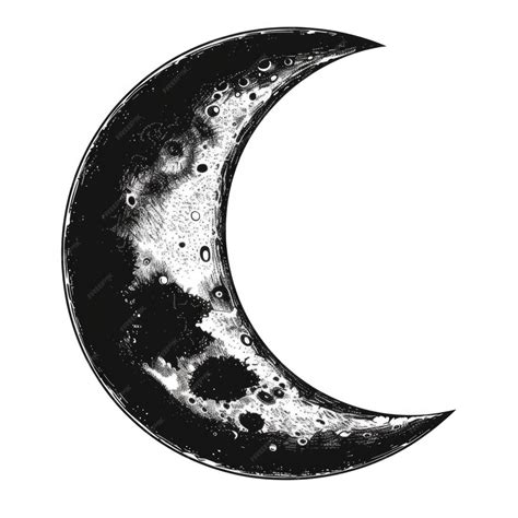 A Stylized Black And White Crescent Moon Capturing The Beauty And