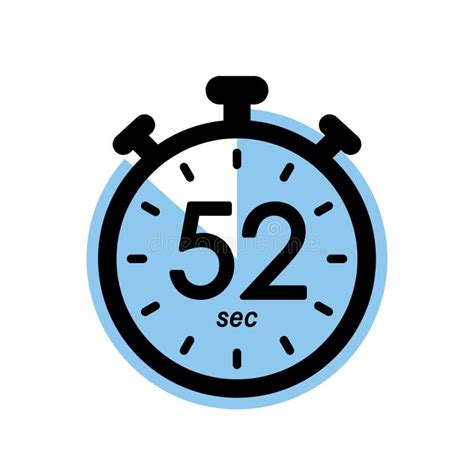 Fifty Two Seconds Stopwatch Icon Timer Symbol 52 Sec Waiting Time Vector Illustration Stock