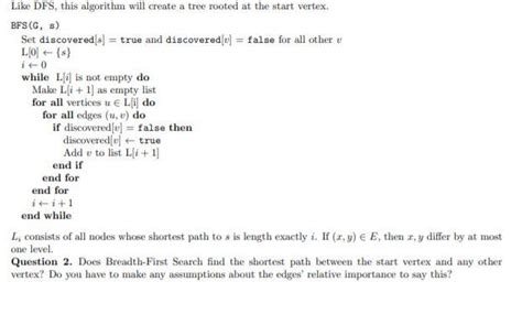 Solved Like DFS This Algorithm Will Create A Tree Rooted At Chegg