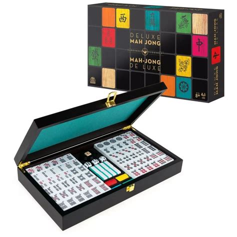 Legacy Deluxe Mah Jong Classic Game Two Toned Tiles Lined Wood Storage