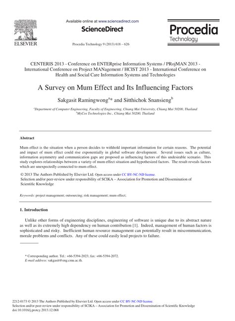 Pdf A Survey On Mum Effect And Its Influencing Factors