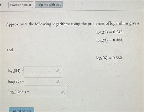 Solved Approximate The Following Logarithms Using The